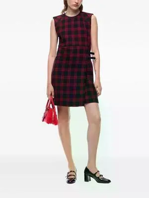 Pinko Checkered Buckle Detail Mini Dress - Red
