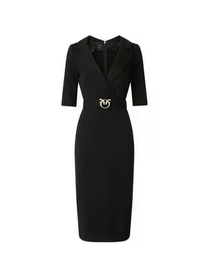 Pinko V-neck Midi Dress - Black