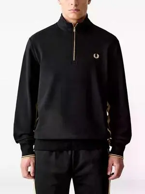Fred Perry Quarter-zip Sweater With Embroidered Logo - Black