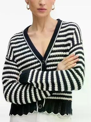 Guess Striped Scalloped-hem Cardigan