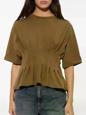 GESTUZ Pleated Peplum T-shirt - Green