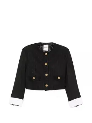Sandro Striped Cropped Blazer - Black
