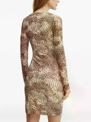 Guess Leopard-print Long-sleeve Mini Dress