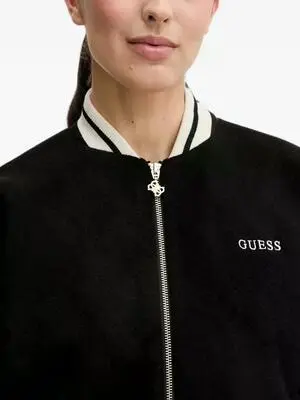 Guess Logo Embroidered Striped Trim Jacket
