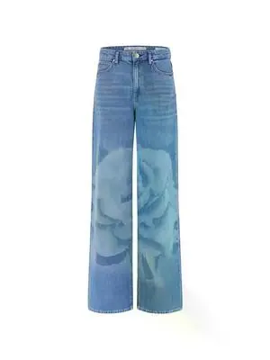 Guess Laser-print Wide-leg Jeans - Blue