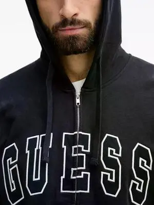 Guess Logo Embroidered Zip-up Hoodie