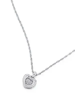 Guess Crystal-embellished Heart Pendant Necklace - Silver