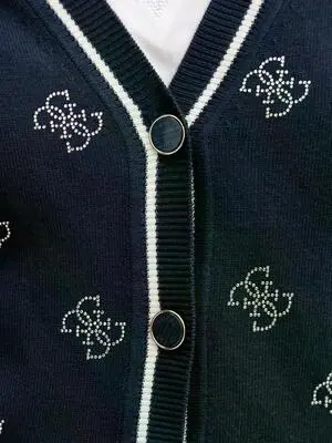 Guess Crystal Embellished Logo Print Cardigan