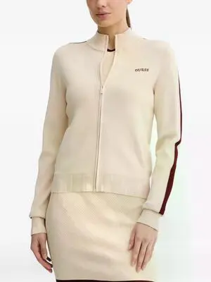 Guess Embroidered Stripe Detail Cardigan - Neutrals