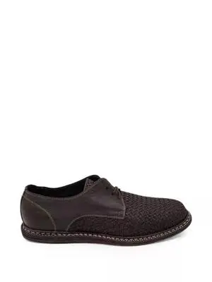 Guidi Woven Leather Derby Shoes - Brown