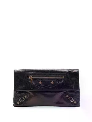 Balenciaga 2005 Lambskin Motocross Giant 12 Envelope Clutch Bag - Black
