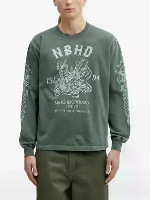NEIGHBORHOOD Graphic-print Cotton T-shirt - Green