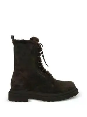 Brunello Cucinelli Shearling-trim Combat Boots