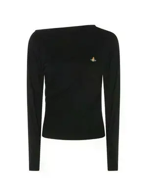 VIVIENNE WESTWOOD Draped Orb-embroidered Top - Black