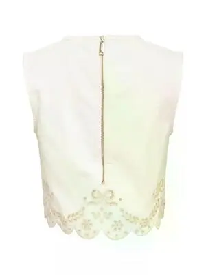 SELF-PORTRAIT Broderie Anglaise Scalloped Hem Top