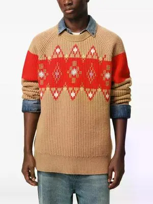 AMI Paris Fair Isle Knit Oversized Sweater