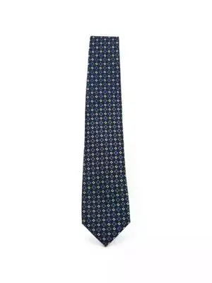 Canali Geometric Pattern Neck Tie - Blue