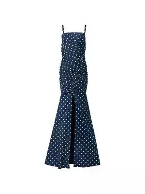 Carolina Herrera Polka-dot Ruched Gown