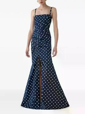 Carolina Herrera Polka-dot Ruched Gown
