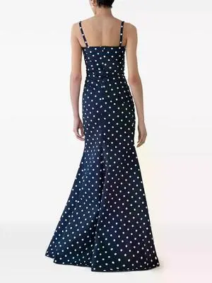 Carolina Herrera Polka-dot Ruched Gown