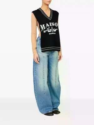 MAISON MARGIELA Wool Sweater Vest With Varsity Graphic