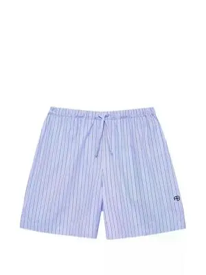 ANINE BING Ramy Pinstripe Drawstring Shorts - Blue