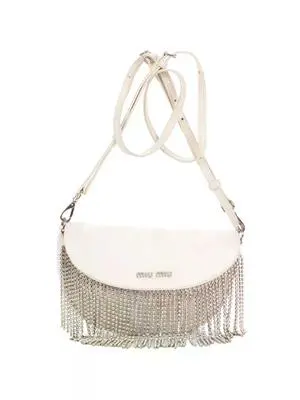 Miu Miu Crystal Fringed Cross Body Bag - Neutrals