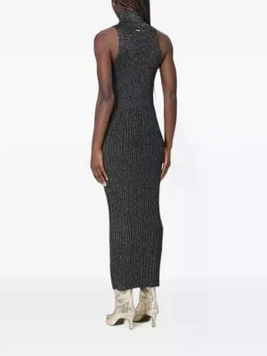 Moschino Ribbed-knit High Neck Maxi Dress