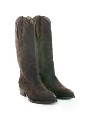 DELDUCA Embroidered Suede Boots