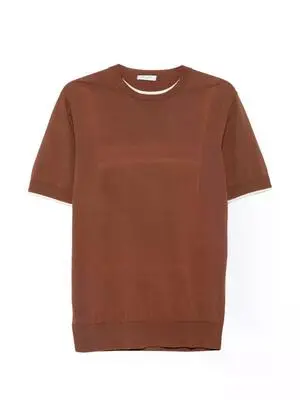 PAOLO PECORA Layered-detail Crew-neck T-shirt - Brown