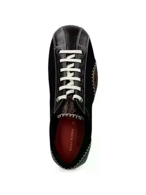 WALES BONNER Paris Contrast-stitch Leather-panelled Sneakers - Black