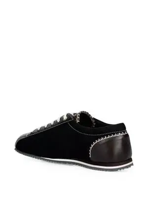 WALES BONNER Paris Contrast-stitch Leather-panelled Sneakers - Black