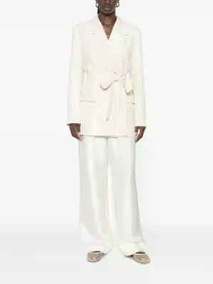 VICOLO Pinstripe-pattern Belted Blazer