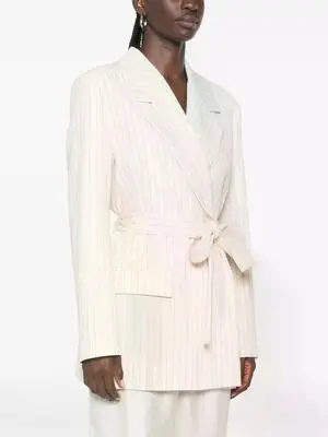 VICOLO Pinstripe-pattern Belted Blazer