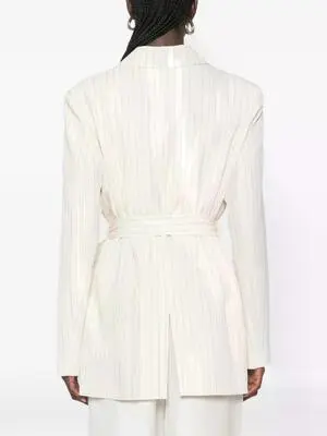 VICOLO Pinstripe Pattern Belted Blazer