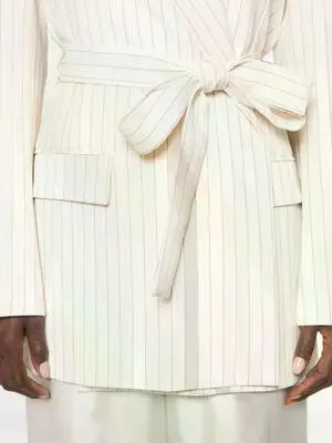 VICOLO Pinstripe Pattern Belted Blazer