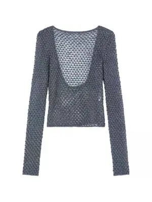 Giorgio Armani Open-knit Scoop-back Sweater - Grey