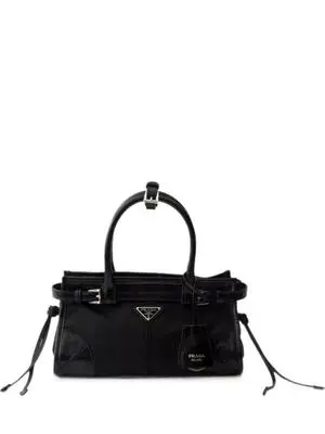 Prada Bonnie Small Re-nylon And Leather Handbag - Black
