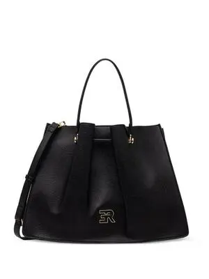 ERMANNO FIRENZE Logo-plaque Pleated Tote Bag - Black