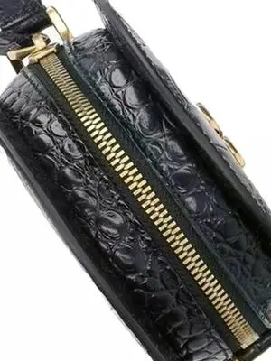 AMI Paris Round Crocodile-effect Crossbody Bag