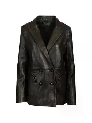 BLAZÉ MILANO Everynight Vegas Baby Leather Blazer - Black