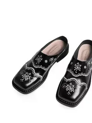 Simone Rocha Embroidered Leather Mules