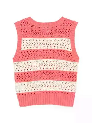 Dkny Striped Open-knit Top