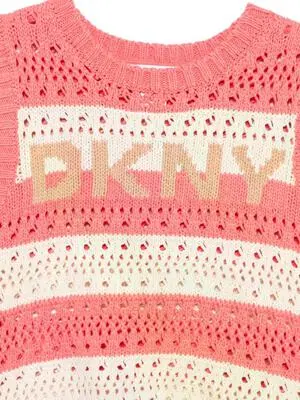 Dkny Striped Open-knit Top