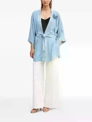 BLUGIRL Belted Kimono With Floral Appliqu