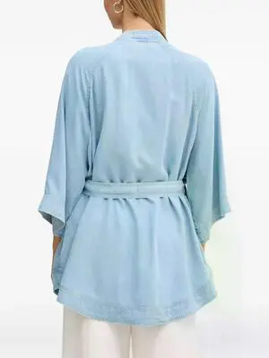 BLUGIRL Belted Kimono With Floral Appliqu