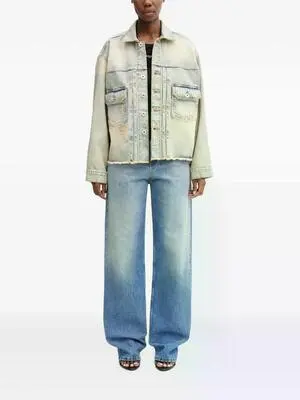 Kenzo Distressed Frayed Denim Jacket - Blue