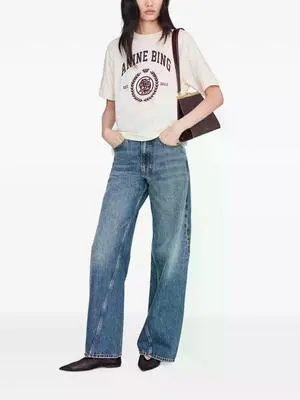 ANINE BING Jaylin Collegiate Cream T-shirt