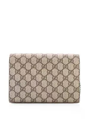 Gucci Dionysus Chain Wallet Gg Coated Canvas - Brown
