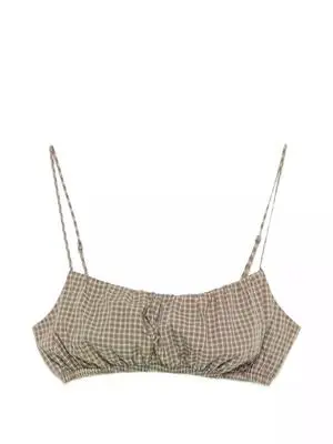 Enza Costa Mini-plaid-pattern Bralette - Brown